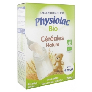 PHYSIOLAC Céréales nature 4 mois Bio 200 g Alimentation bébé ...